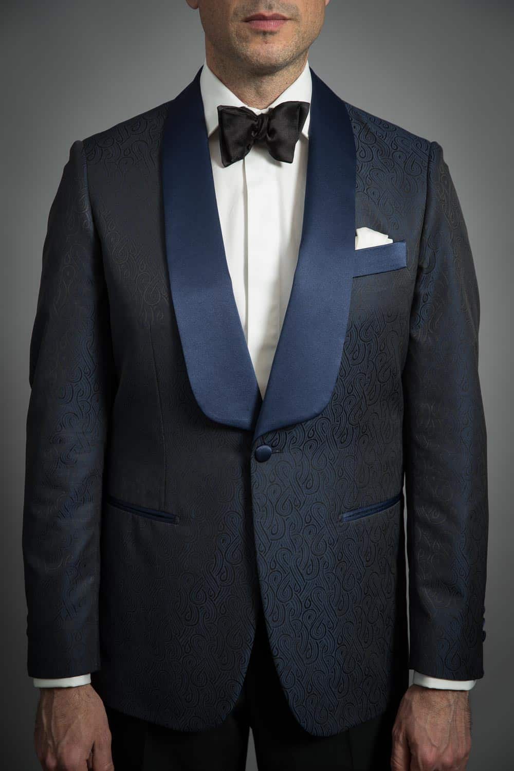 Blue/Black Jacquard Dinner Jacket | Michael Andrews Bespoke, New York's ...