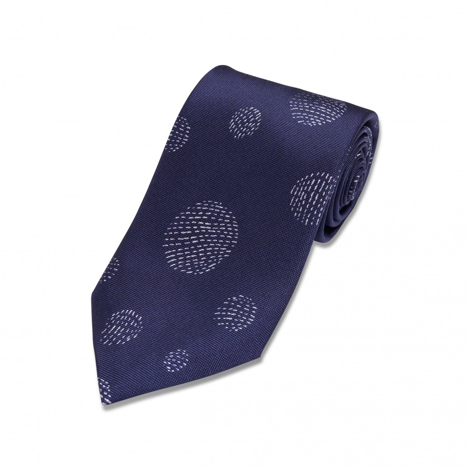 Navy & White Geometric Silk Necktie | Michael Andrews Bespoke, New York ...