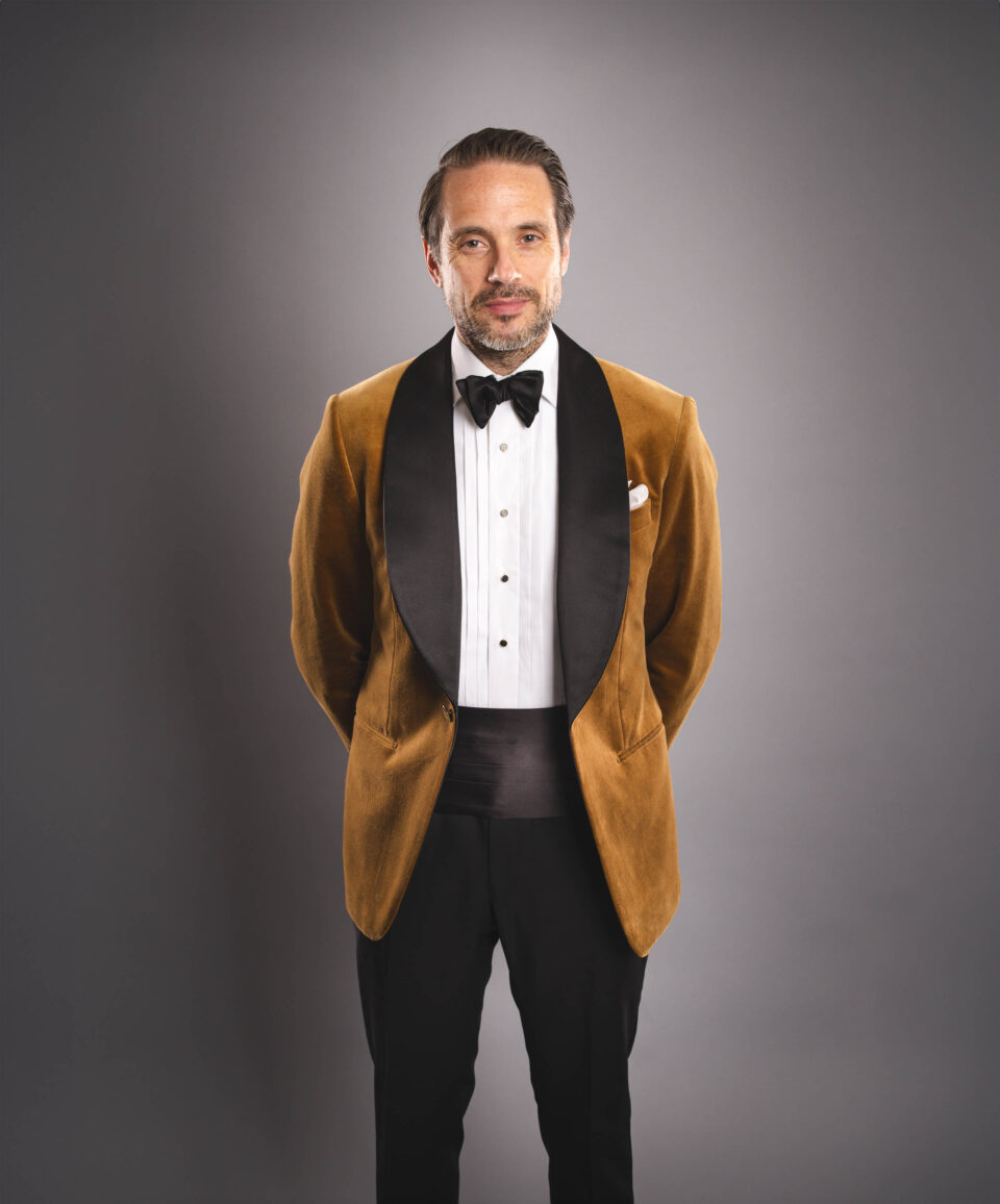 Golden Brown Velvet Dinner Jacket | Michael Andrews Bespoke, New York's ...