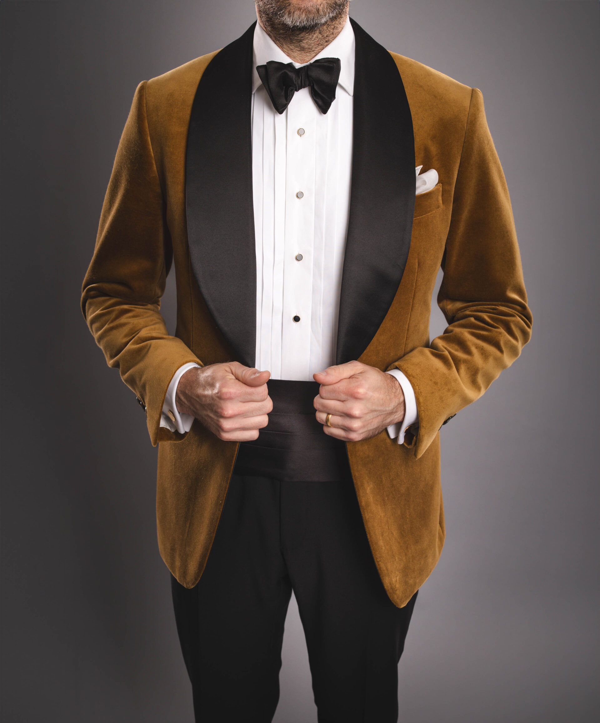 Golden Brown Velvet Dinner Jacket | Michael Andrews Bespoke, New York's ...