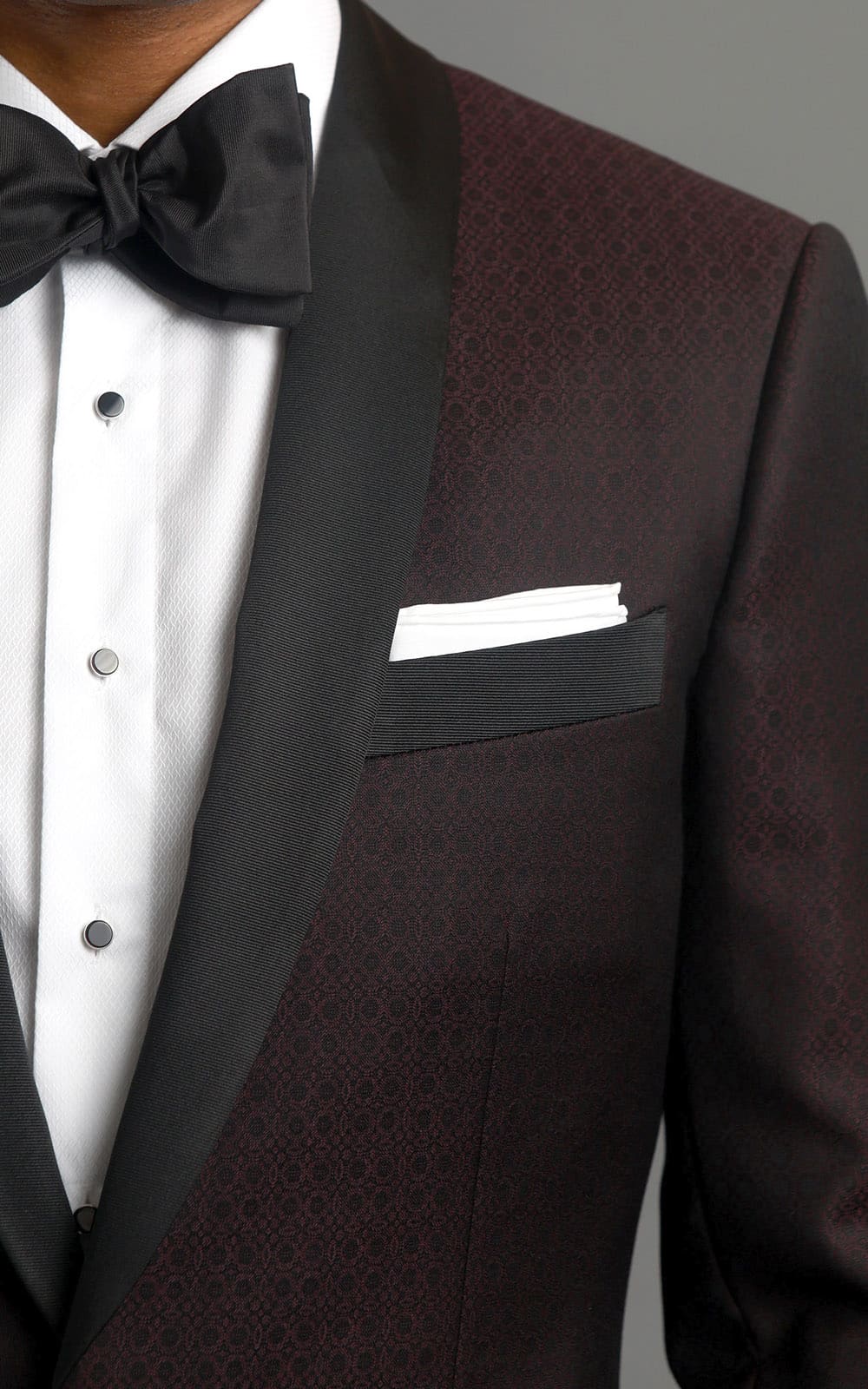 Burgundy Textured Wool MTM Dinner Jacket with Grosgrain Trim | Michael ...
