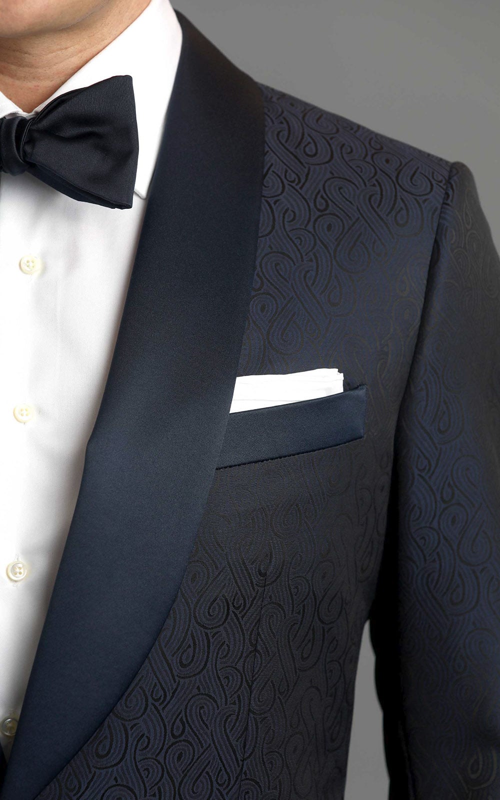 Navy Blue Geo Pattern One-Button MTM Dinner Jacket | Michael Andrews ...