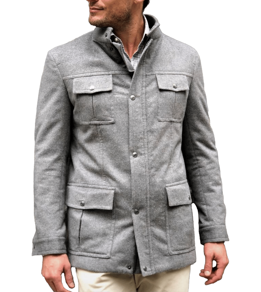 Light Grey Field Jacket w/ Down Backing | Michael Andrews Bespoke, New ...