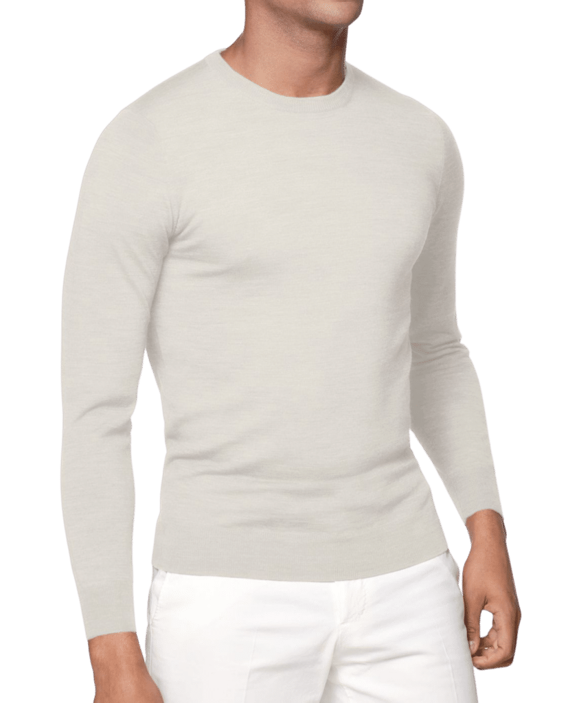 Michael Andrews Bespoke | White Merino Wool Crew Neck