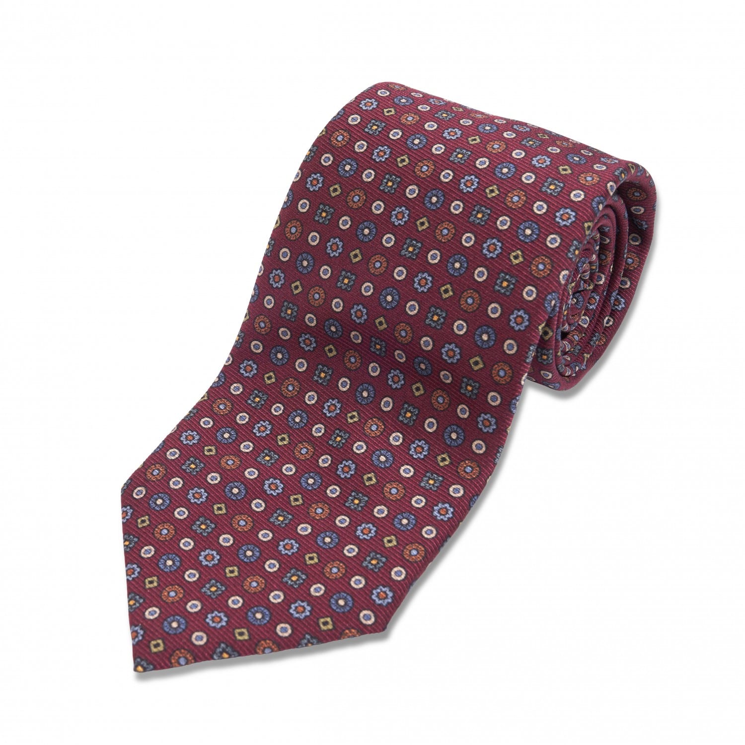 Michael Andrews Bespoke | Maroon-Blue Medallion Silk Necktie