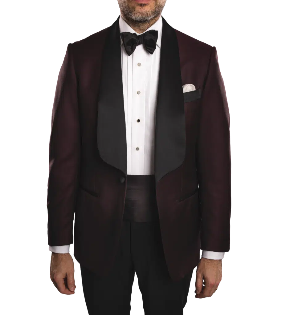 Michael Andrews Bespoke | MTM Maroon Sharkskin Dinner Jacket