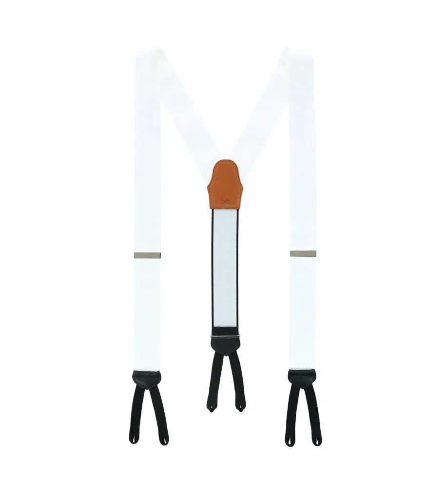 Sutton Formal White Silk Suspenders | Michael Andrews Bespoke, New York ...