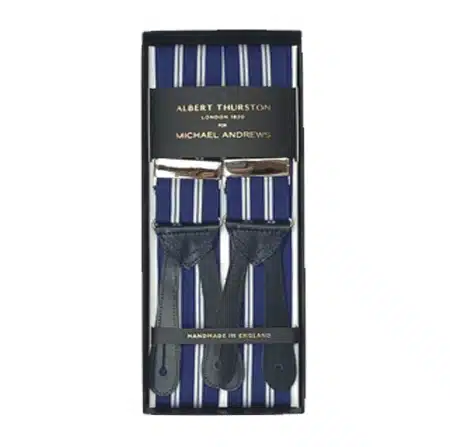 Blue & White Rep Stripe Suspenders | Michael Andrews Bespoke, New York ...