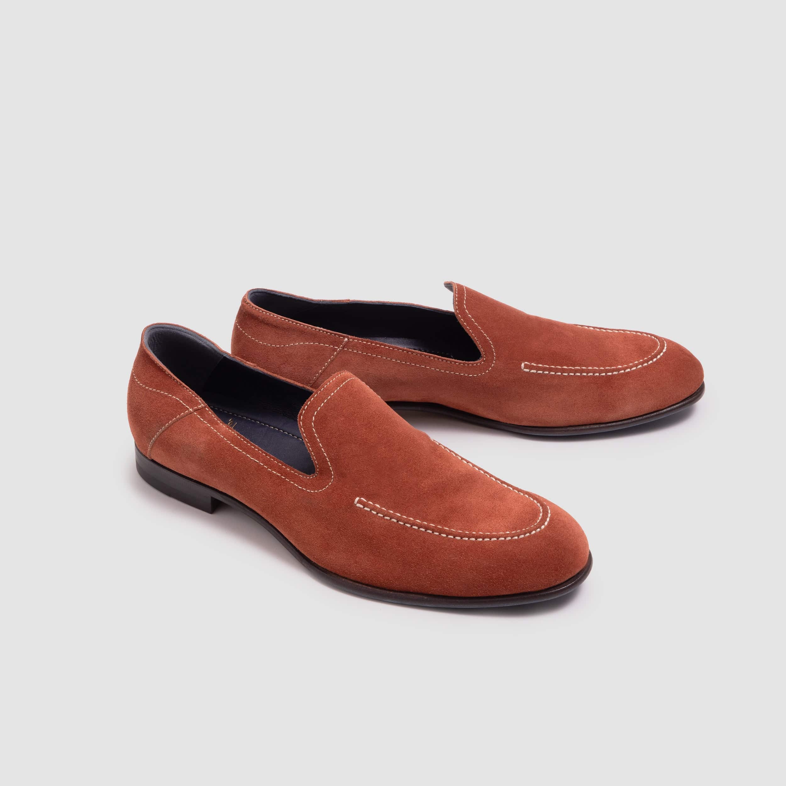Positano Suede Rust Italian Loafer | Michael Andrews Bespoke, New York ...