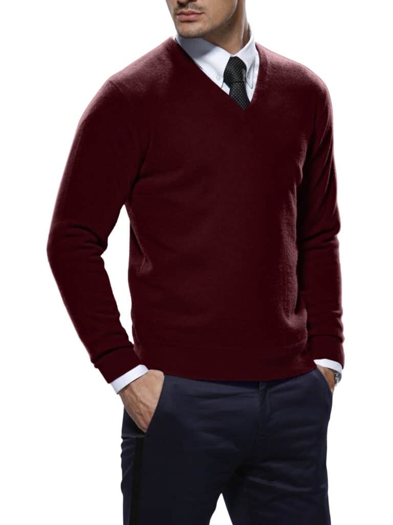Michael Andrews Bespoke | Dark Merlot Merino V-Neck Sweater