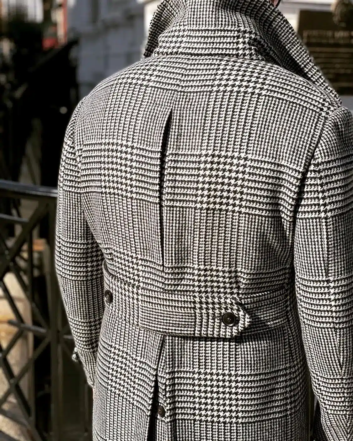 Bespoke Black & White Glen Urquhart Great Coat | Michael Andrews ...