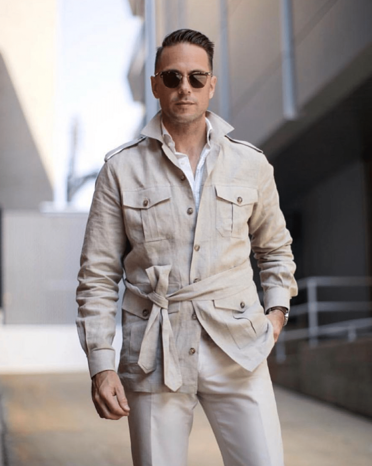 Stone Solid Linen Safari Shirt Jacket | Michael Andrews Bespoke, New ...