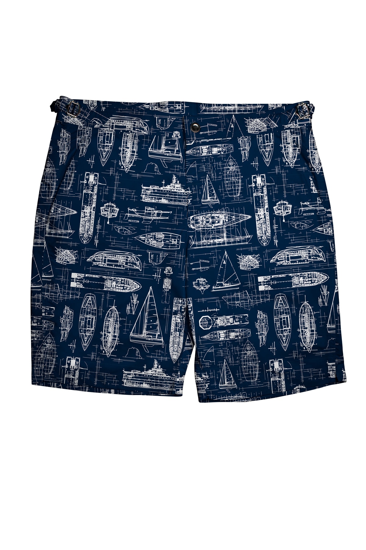 Michael Andrews Bespoke | Navy Swim Shorts with White Boats