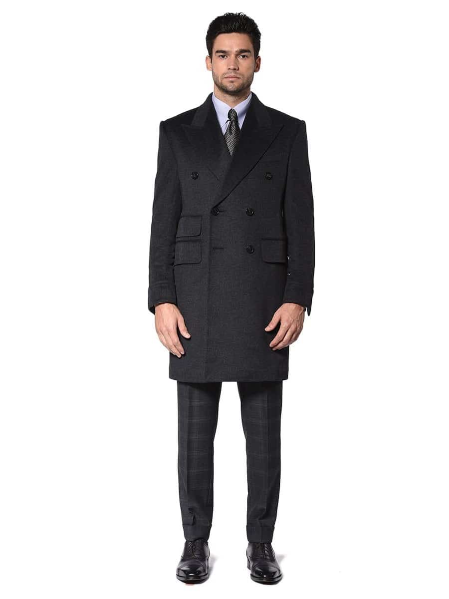 Charcoal DB Wool Cashmere Overcoat | Michael Andrews Bespoke, New York ...