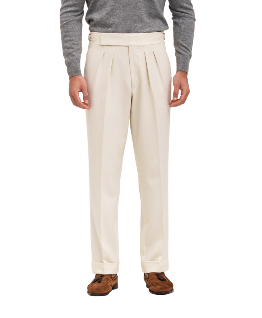 Michael Andrews Bespoke | Ivory Flannel Dress Pants