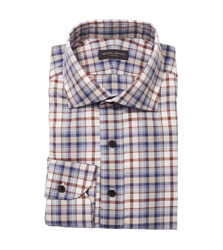 Multicolor Check Twill Flanello Dress Shirt | Michael Andrews Bespoke ...