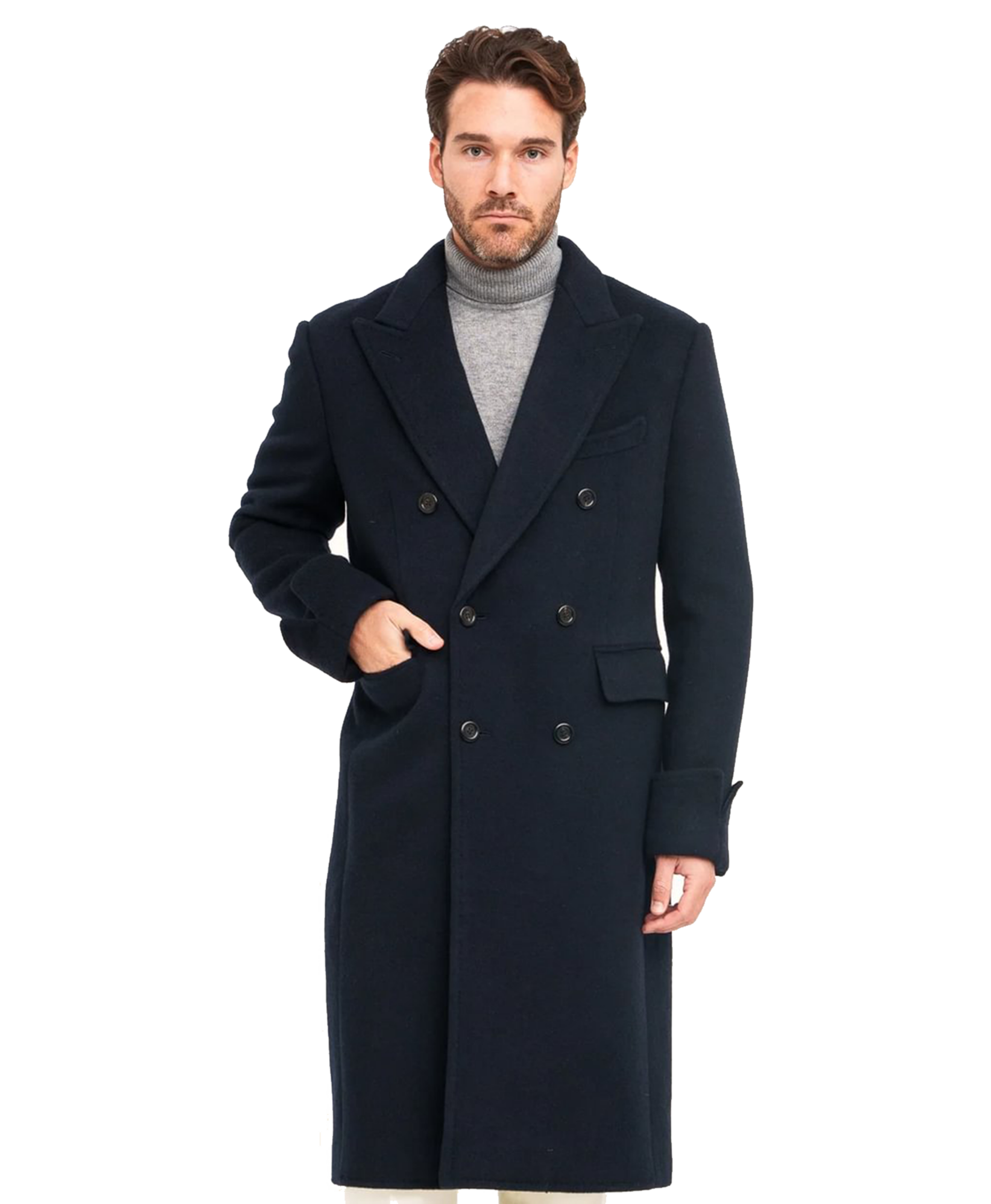 Navy Wool/Cashmere DB Topcoat | Michael Andrews Bespoke, New York's ...