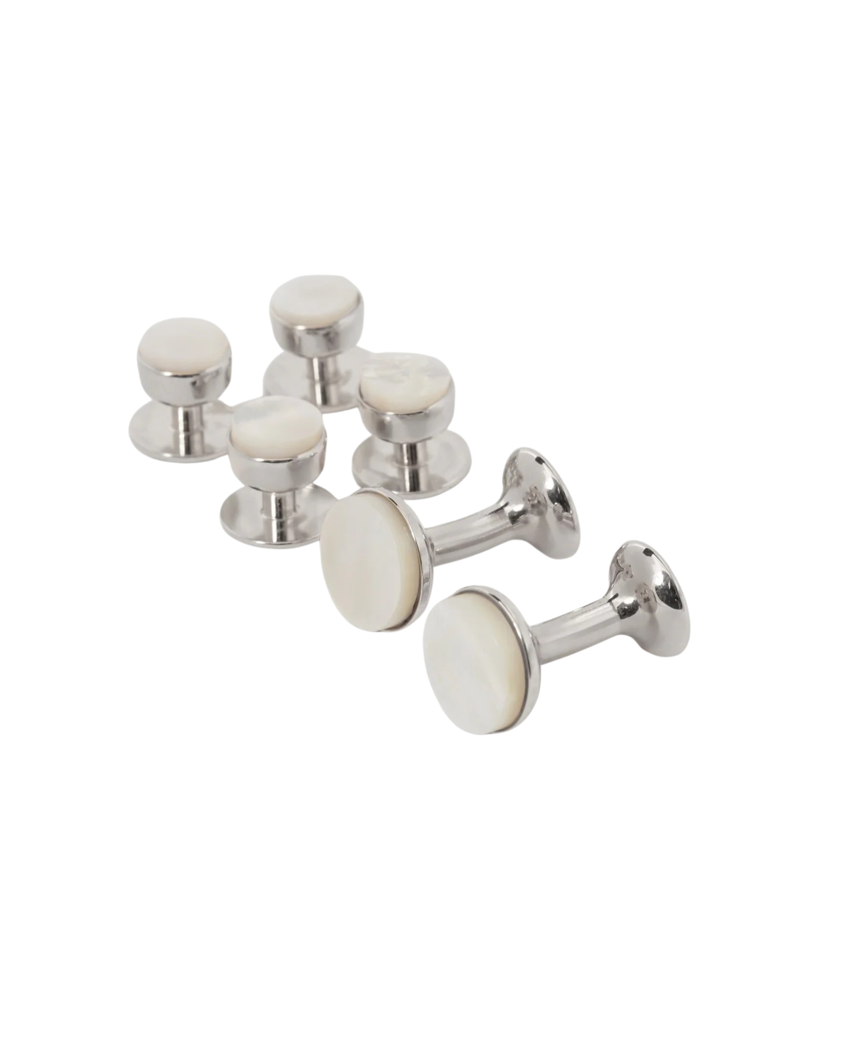 Mother of Pearl Stud and Cufflink Set (White Rhodium) | Michael Andrews ...